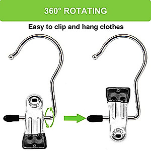 Boot Hangers Clips Laundry Hooks Hanging Clips Clothes Pins Closet Hanger Organizer Clamps Socks Towel Clips Heavy Duty Clothespins Bulk Hanger Clips for Closet Travel Pants Socks Handbags, 12 Pack