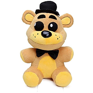 KEOGAU Golden Freddy Black Hat ( in Stock US) - Five Nights Freddy's - Fazbear Collectible Figure - F-N-A-F Nightmare Plush (Golden Bear ) 7''/Toy, Golden Bear Black Hat