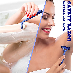 200 Pieces Disposable Razor Bulk for Men Individually Wrapped Twin Blades Shaving Razor Mens Razors for Shaving Safety Hotel Guest House Travel Home Use Portable, Blue