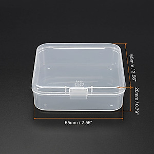 PATIKIL Clear Storage Container with Hinged Lid 65x20mm, 6 Pack Plastic Square Box for Beads Art Craft
