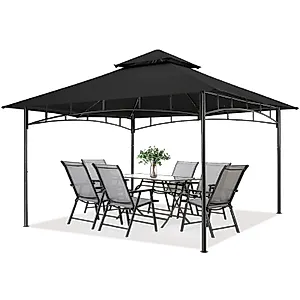 MASTERCANOPY Outdoor Garden Gazebo for Patios with Stable Steel Frame(10x12, Black)