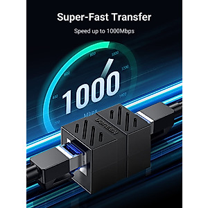 UGREEN RJ45 Coupler Ethernet Extender Connector 10 Pack Inline Coupler Cat7 Cat6 Cat5e Ethernet Cable Adapter Female to Female Black