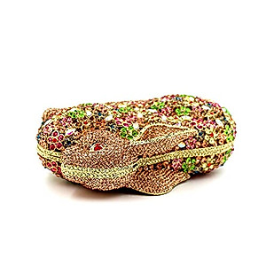 DEBIMY Lovely Rabbit Rhinestone Handbags Bling Animal Crystal Clutch Purse Wedding Cocktail Party Evening Bags for Women Blue