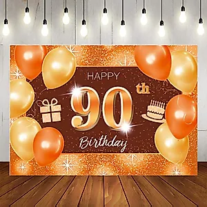 Happy 90th Birthday Black Gold Backdrop Banner Photography Background Party Decorations Poster Photo 150x100