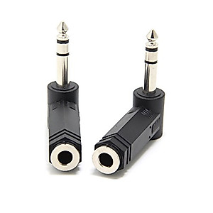 Ancable 2-Pack 1/4" 6.35mm Right Angle Stereo Male Plug to 1/4" 6.35mm Stereo Female Jack Audio Adapter