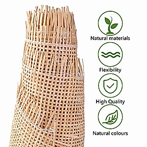 16" Square Shape Width Natural Cane Webbing, Rattan Webbing for Caning Projects, Woven Cane Roll for Furniture, Chair, Cabinet, Ceiling, Basket