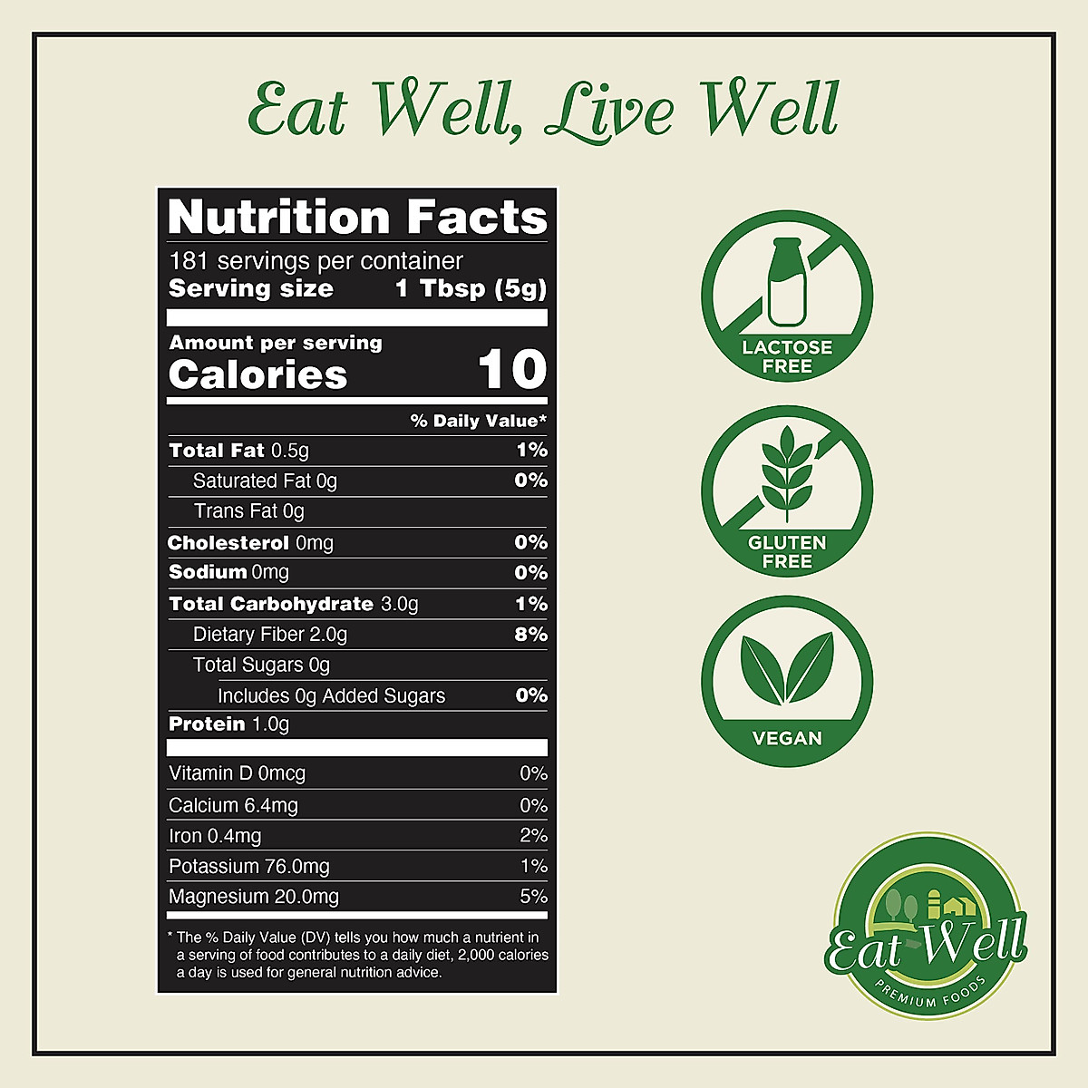 Eat Well Premium Unsweetened Cacao Powder - 32 oz | Dutch Processed Cocoa Powder | Pure Dark Chocolate Powder for Baking & Drinking | 100% Natural Unsweetened Powdered Cocoa | Raw & Vegan Friendly