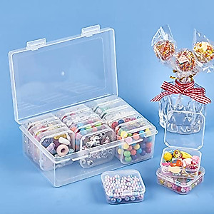 Qeirudu 15Pcs Small Clear Plastic Storage Containers - Bead Organizer Cases Storage Boxes with Hinged Lids for Beads, Jewelry and Craft Supplies (2.17 x 2.17 x 0.79 Inch)