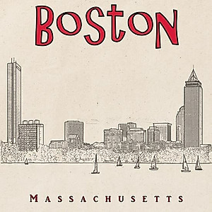 CafePress Boston_10X10_Skyline_Blackred Tote Bag Natural Canvas Tote Bag, Reusable Shopping Bag