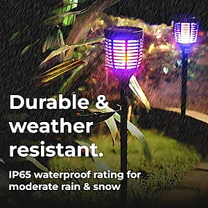 Techko Solar Zapper Torch with 360º Easy-Clean Brush - Outdoor Waterproof Electric Bug Zapper, Rechargeable Insect Trap Fly Zapper for Home, Patio, Camping - Panel Sensor for Efficient Bug Zapping