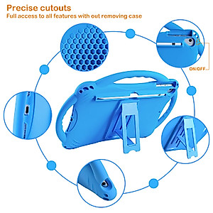 TopEsct Kids Case for iPad Air 2, Shockproof Silicone Handle Stand Case Cover&(Tempered Glass Screen Protector) for iPad Air and iPad Pro 9.7 (Blue)