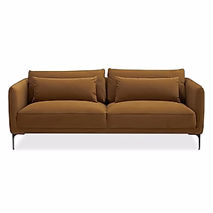 KISLOT 84 Inch Velvet Sofa Upholstered Modern Couch 3-Seat for Living Room, 85'', Ochre Brown