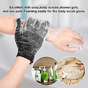 Exfoliating Bath Gloves for Shower - Bamboo Charcoal Bath Gloves for Shower, Spa, Massage, Body Scrubs, Remove Dead Skin, Deep Cleaning