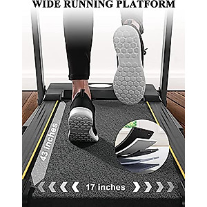 Treadmill with Incline for Home Use 17'' Wide Folding Treadmill Electric Treadmill Workout Running Machine with 3-Level Manual Incline Adjustment & 15 Pre-Set Training Programs Large LCD Display