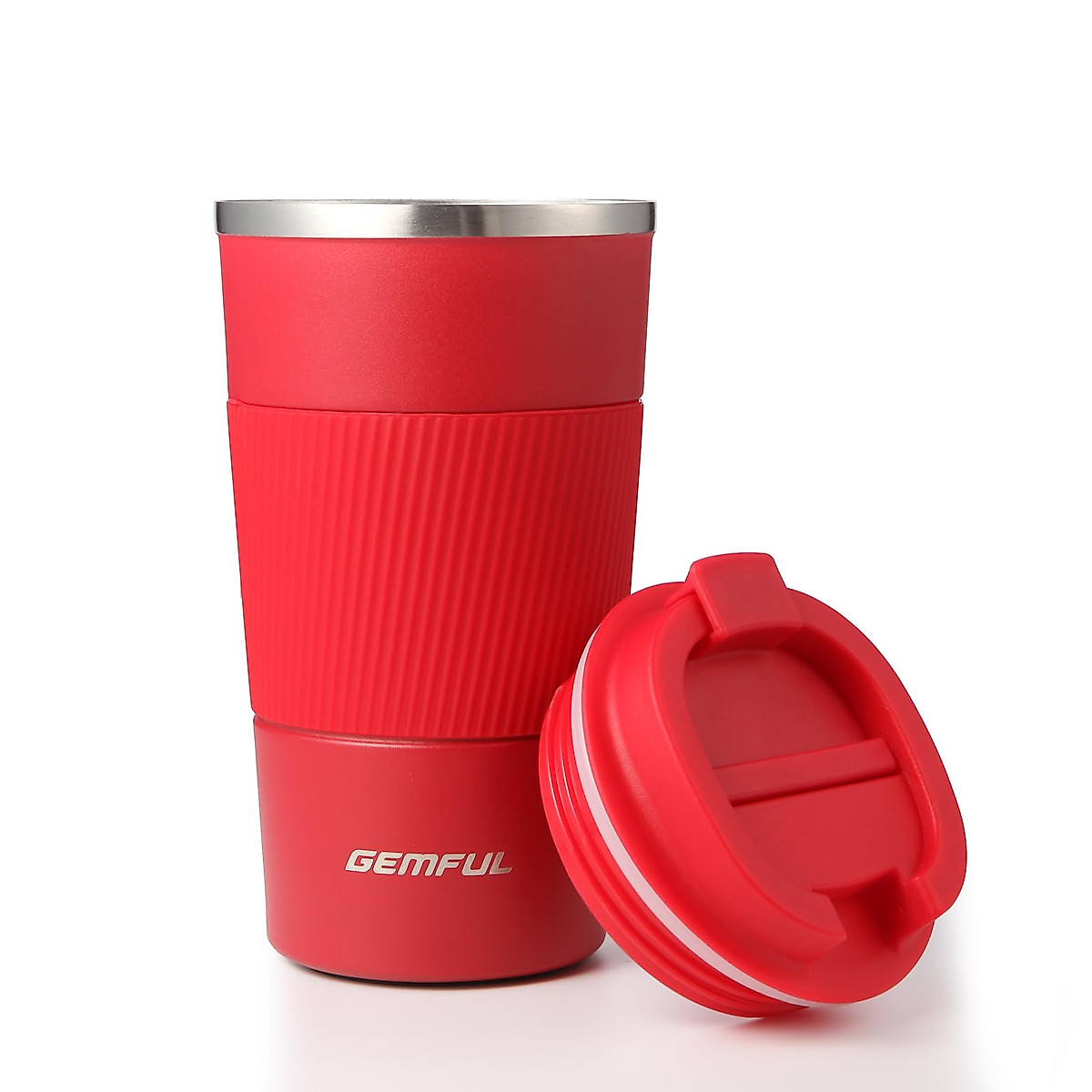 GEMFUL Travel Coffee Mug Insulated To Go Coffee Mug Tumbler with Lid Portable Stainless Steel Reusable Leak Proof Coffee Cups for Women Hot Cold Drinks 17oz Red