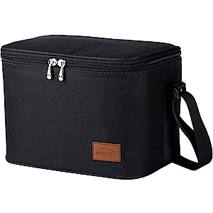 Aosbos Insulated Lunch Box for Men Women Leakproof Cooler Bag Reusable Lunch Tote Bag Adult Lunch Pail Thermal Lunch Boxes Bento Lunch Box Bag 7.5L Black