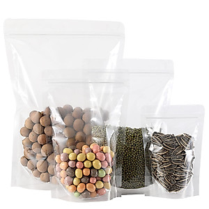 100 Pack Clear Zipper Stand Up Pouch Bag, Dry Fruit Food Packaging Bag, Moisture-Proof Transparent Sealing Bag Resealable Ziplock Snack Food Tea Pouches (3.94" x 5.91")