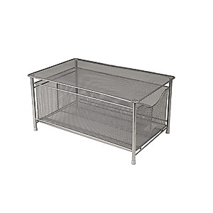 Mind Reader Organizer Storage Basket, 15.4” L x 9.4” W x 7.5” H, Silver (Pack of 2)