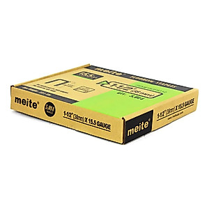 meite 15.5 Gauge Flooring Staples, 1-1/2-Inch Length 1/2-Inch Crown Hradwood Floor Staples Collated Galvanized Flooring Staples (5,014 Counts)