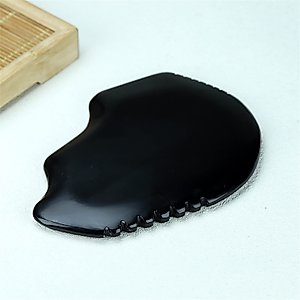 KENID Black Bian Stone Gouache Natural Stone Guasha Board Eye Body Scraping Massage Acupuncture Therapy Spa Care 1Pcs