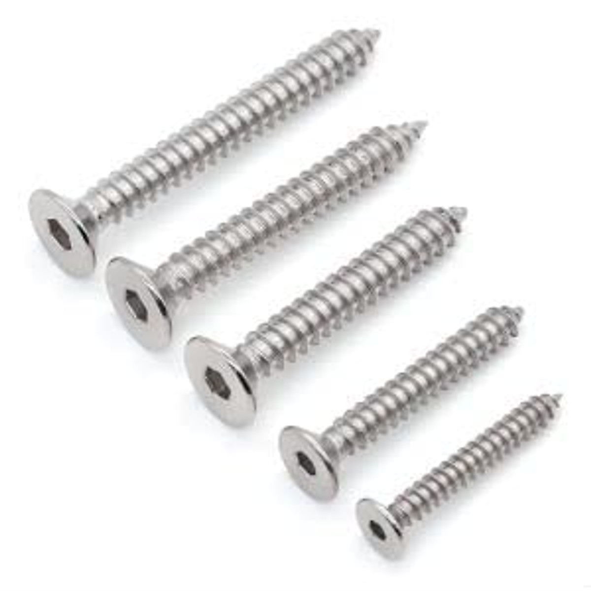 Glvaner (30 pcs) M6 x 25mm Flat Head Socket Cap Self Tapping Screws Wood Screws 304 Stainless Steel 18-8 Full Thread Coverage Sheet Metal Screw