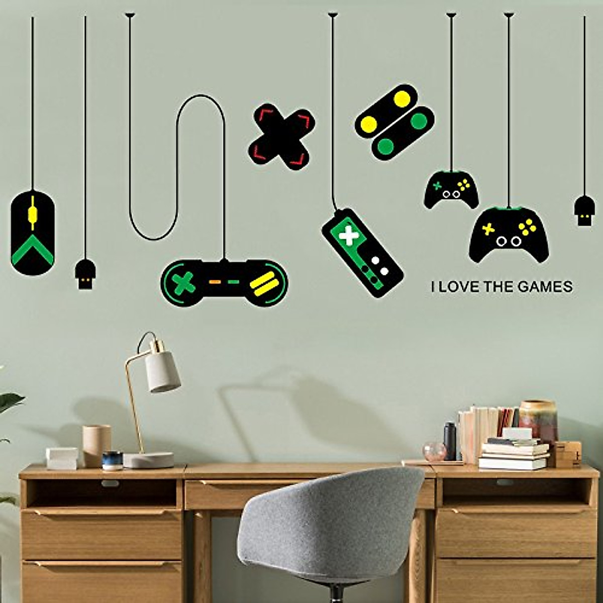 Amaonm Removable Creative Game Controllers Vinyl Wall Decal Peel & Stick Art Decor Games Wall Stickers for Kids Children Boy Bedroom Playroom Nursery Walls Background Decoration (31"h x 55"w)