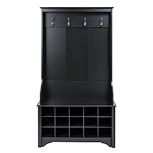 Prepac Hall Tree with Shoe Storage, Black