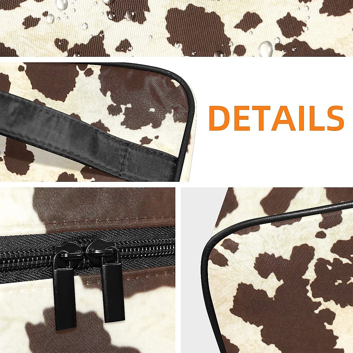 Women Large Professional Travel Makeup Bag Pouch with Big Cow Fur Print Pattern Print,Portable Train Cosmetic Case Organizer for Cosmetics Makeup Brushes Toiletry Jewelry Digital Accessories