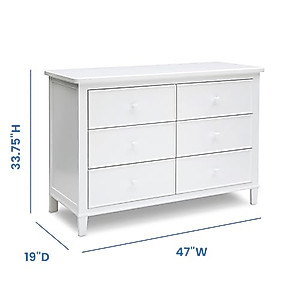 Delta Children Haven 6 Drawer Dresser with Interlocking Drawers - Greenguard Gold Certified, White