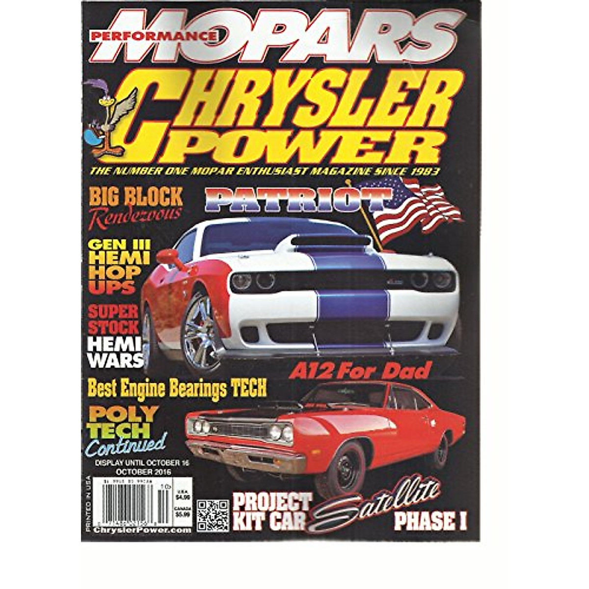 MOPARS PERFORMANCE CHRYSLER POWER MAGAZINE, OCTOBER, 2016 (PROJECT KIT CAR