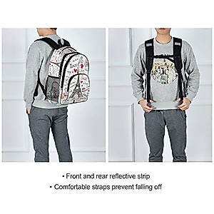 ALAZA Paris Badges French Eiffel Tower Love Laptop Outdoor Backpack for Women Men,Fits Under 15.6 Inch Laptop
