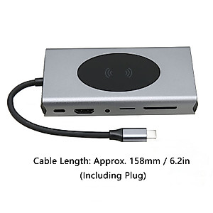 ASHATA 13 in 1 Type C Hub, Type C to HD Multimedia Interface, VGA 5 USB3.0 Memory Card Storage Card RJ45 PD AUDIO3.5 Wireless Charging 10W