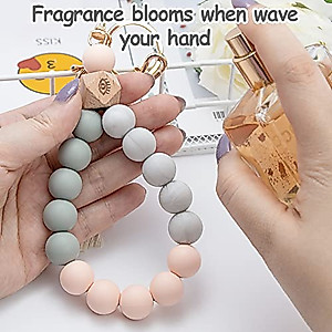 Bisanzoya Beaded Keychain with Tassel, Silicone Key Ring Bracelet, Boho Car Key Chain Wristlet Cute Tassel for Women and Girls (Pink)