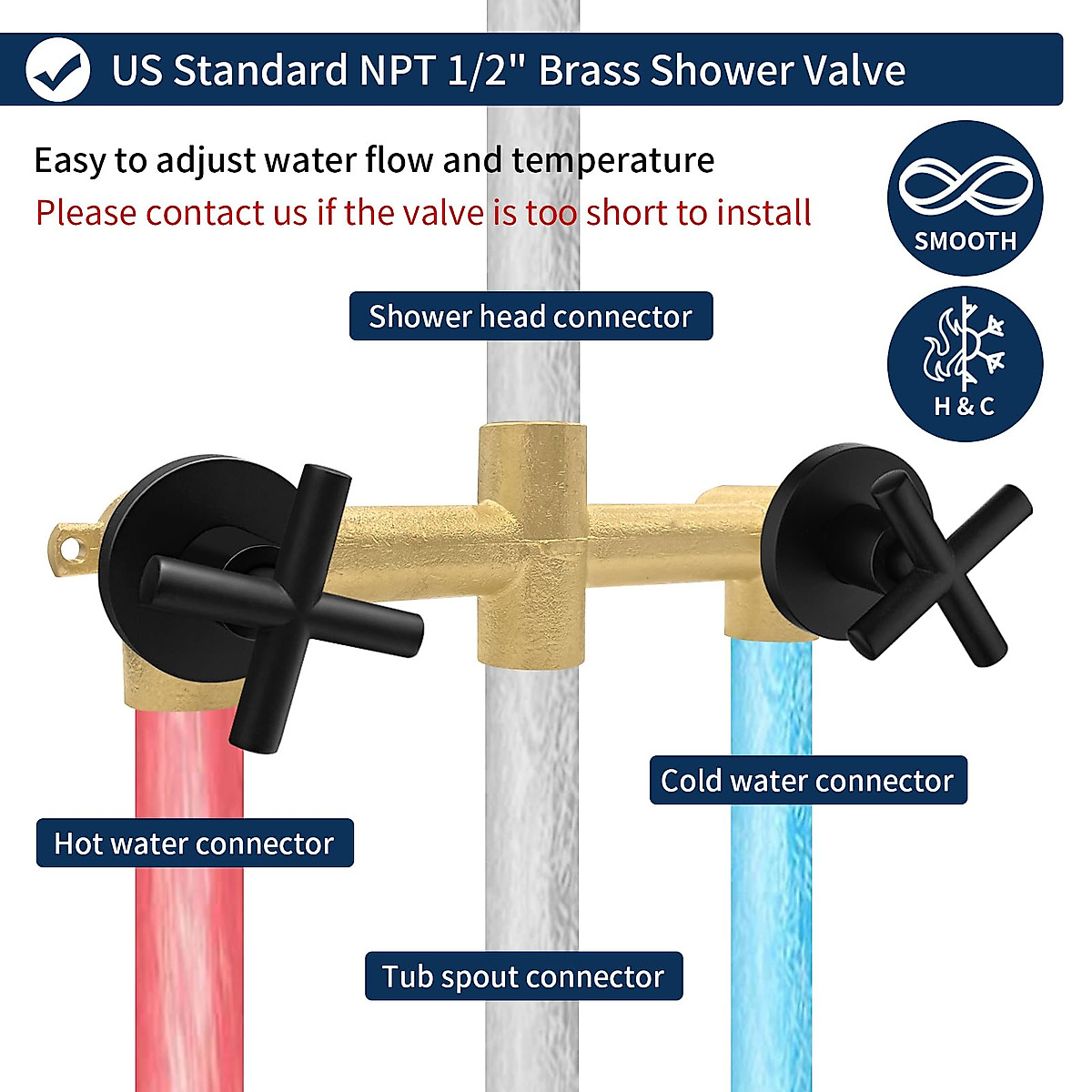 2 Handle Shower Faucet Set with Tub Spout Bathtub Shower Faucet Combo Set Shower System Complete Tub and Shower Trim Kit Matte Black Wall Mounted Shower Fixtures