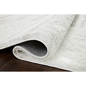 Loloi II Bliss Shag Collection BLS-02 White/Grey 5'-3" x 7'-6" Area Rug