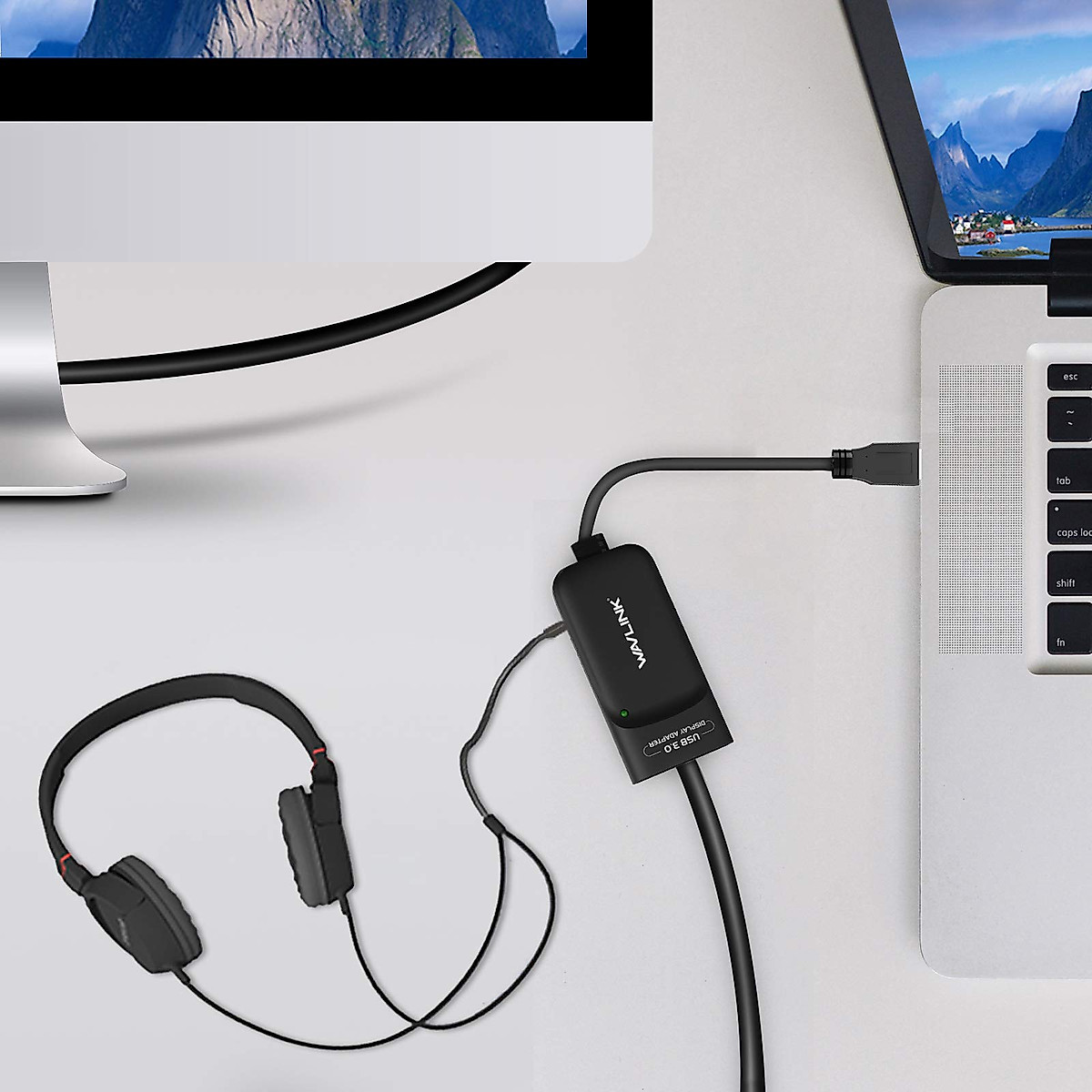 WAVLINK USB 3.0 to HDMI VGA Adapter, USB to VGA HDMI Adapter with Audio Port for Multiple Monitors, Support Windows 11,10, 8.1, 7, XP, and Mac