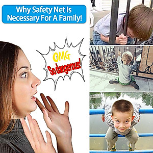 4UHeart Child Safety Net - 33'' x 15', Rail Balcony Banister Stair Net Safety for Kids Toys Pets, Safe for Indoor, Outdoor, Patios or Balcony Use (Upgrade)