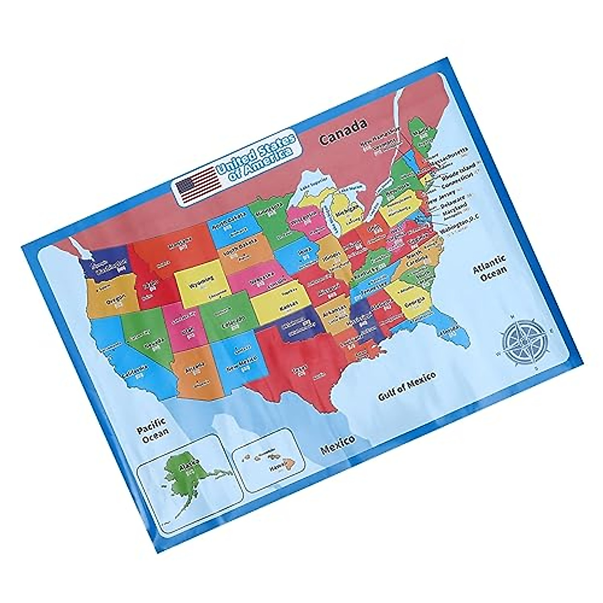 Operitacx Cartoon Preschool Posters 4 Sheets United States map poster US map playroom decor supply usa map for accessory Cartoon Accessories hanging pictures decorate synthetic paper