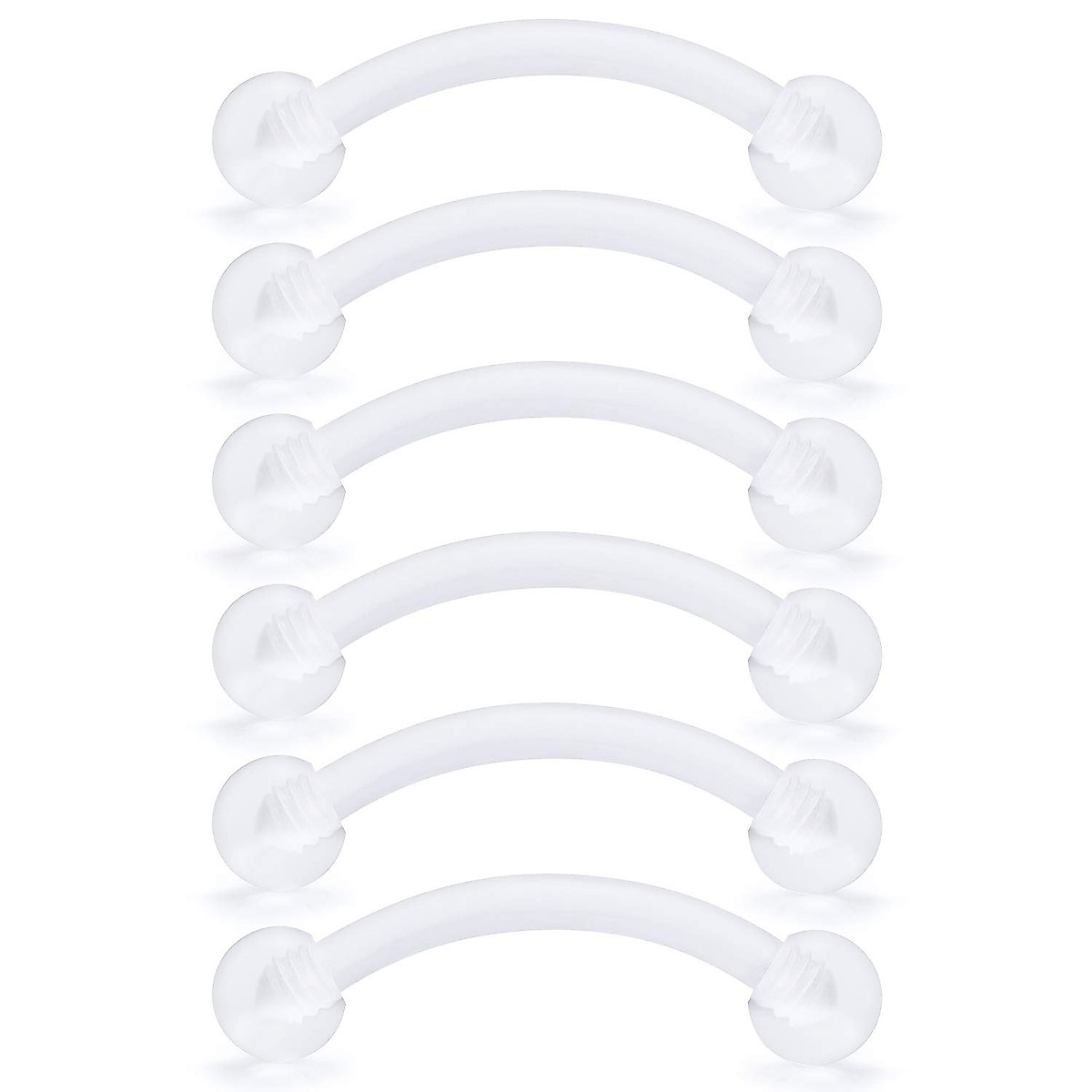 Hoeudjo Clear Cartilage Earrings Piercing Retainers 24Pcs Flexible Acrylic Helix Hoop Bioflex Nose Lip Stud Eyebrow Tragus Septum Horseshoe Rings Body Jewelry for Work