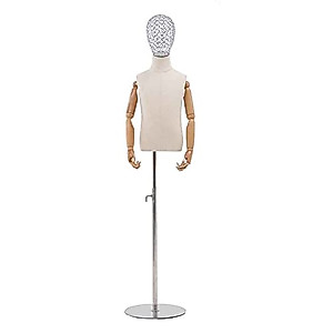 Tailors Dummy Mannequins Child Mannequin Tailors Dummy Model Adjustable Height Body Manikins Round Base Clothes Display Rack Window Display High-end People Table Clothing Store Dressform Mannequin