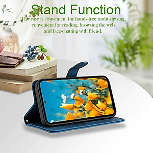 JHWVVTF for Galaxy S21 Case Wallet, Card Holder, Wrist Strap, Kickstand, Magnetic Closure, PU Leather Pattern Flip Cover, Shockproof Protective for Samsung S21 Phone Case (Blue)