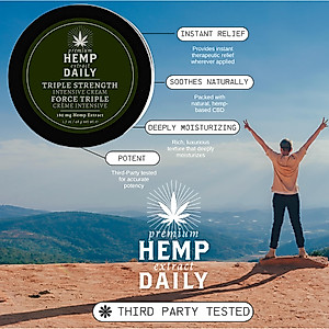 Hemp Daily Triple Strength Intensive Cream | Topical Salve with Essential Oils | Vegan, Organic Ingredients | Classic Mint, 1.70 Ounce | Single