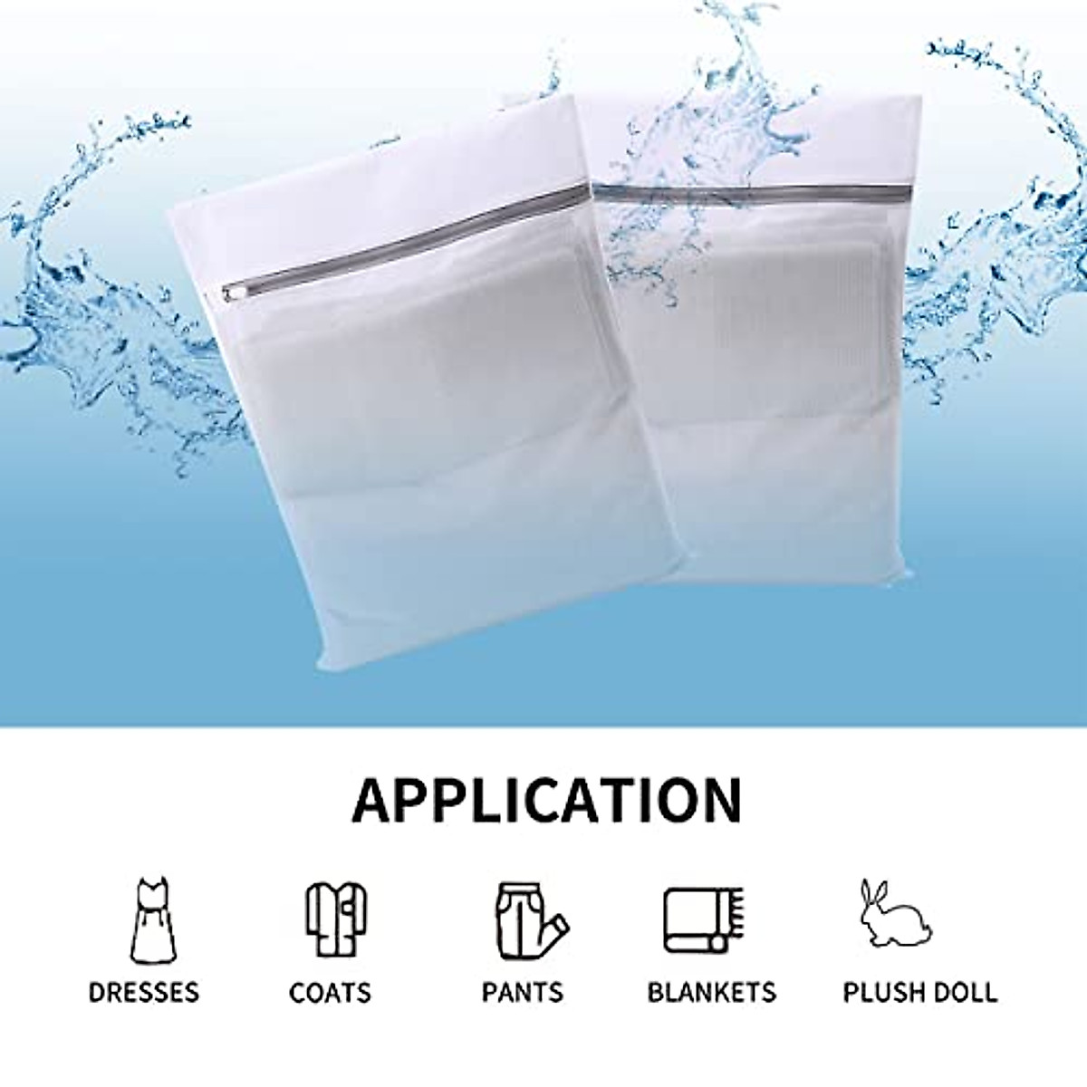 JELBOLIN Laundry Bag Mesh Wash Bags for Delicates Bra, 3 PCS Large Washing Bags with Zipper for Lingerie Clothes, Travel Net Cleaning Bag for Garment Socks 16" x 20"