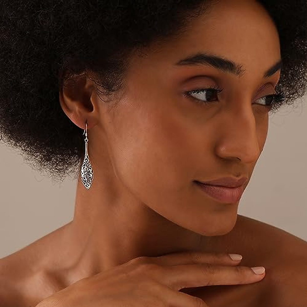 LeCalla 925 Sterling Silver Retro Filigree Drop Earrings | Lightweight Long Filigree Bali Inspired Hollow Flower Teardrop Dangle Hook Earring for Women - 51mm