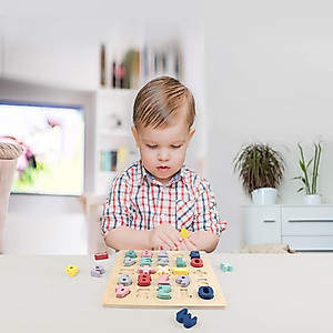 LEO & FRIENDS: Wooden Chunky Number Math Puzzle - 26pc, Colorful Play & Learn Toy, 0-9, Addition-Subtraction-Multiplication- Division, Kids Ages 3+