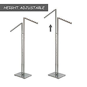 2 Way Garment Rack in Chrome Finish - Corrosion Resistant Fashion Display Rack with Slant Arms. Clothing and Garment Racks
