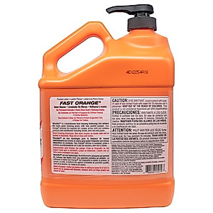 Fast Orange 25219 Pumice Lotion, Heavy Duty Hand Cleaner, Natural Citrus Scent, Waterless Cleaner For Mechanics, Strong Grease Fighter, 1 Gallon