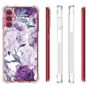 FollmeAir for Galaxy A13 5G Case, Slim Flexible TPU for Girls Women Airbag Bumper Shock Absorption Rubber Soft Silicone Case Cover Fit for Samsung Galaxy A13 5G (Purple Flower)
