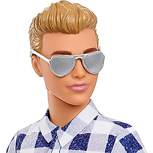 Barbie It Takes Two Doll & Accessories, Camping Set with Cooler, Map & More, Blonde Ken Doll with Blue Eyes in Plaid Shirt