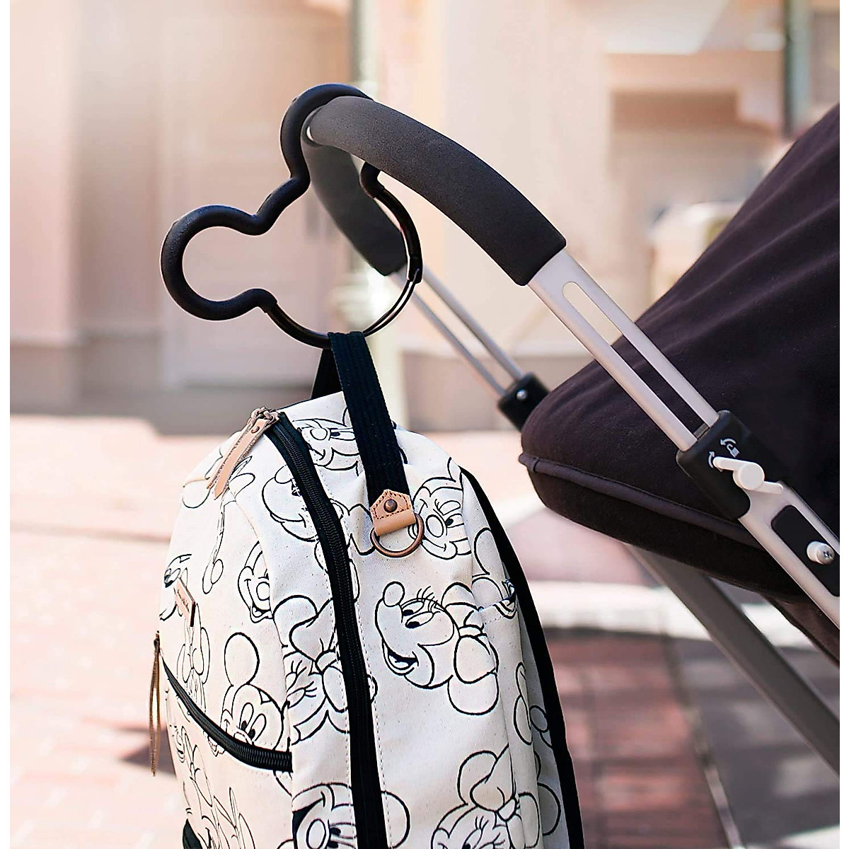 Petunia Pickle Bottom Mickey Mouse Stroller Hook | Black | for All Strollers or Shopping carts | for Carrying Diaper Bags, Book Bags, and Purses | Disney Fun